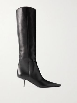 Saint Laurent Victoire Kniehohe Stiefel Aus Leder - Schwarz