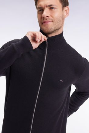 Eden Park Cardigan En Coton Nid Dabeille Noir Coupe Droite