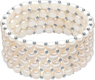 Valero Pearls Armband - Sterling Silber Perlen-Armband S&uuml;&szlig;wasser-Zuchtperl - Gr. ONESIZE - in Wei&szlig; - f&uuml;r Damen