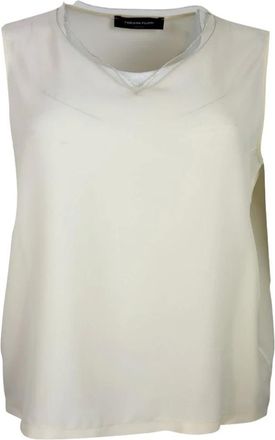 Fabiana Filippi Femme, Blouses et Chemises, Beige, Taille: 38 FR D&eacute;bardeur &agrave; col en V