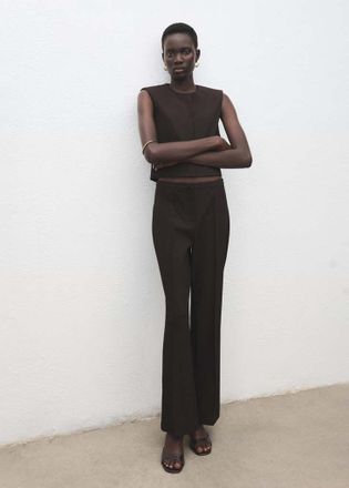 Mango Crop-Top aus Wollgemisch grau - Damen - S - MANGO