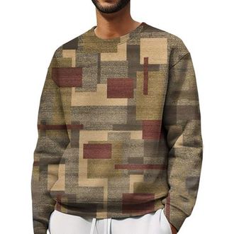 Generic Pull Homme Sans Capuche Pull Tricot&eacute; avec Col Rond Imprim&eacute; Pull Transition Imprim&eacute; T-shirt &agrave; Manches Longues Tendance Hauts Loisirs Col Rond Sweat-shi