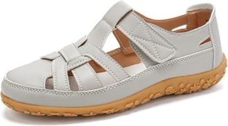 Generic Sandales orthop&eacute;diques en cuir &agrave; bout ferm&eacute; pour femme - Mocassins orthop&eacute;diques avec soutien de la vo&ucirc;te plantaire - Semelle souple - Bride de chevil