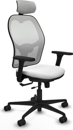 Piqueras y Crespo Ergonomischer Schreibtischstuhl mit 3D-Armen, h&ouml;henverstellbare Lendenwirbelst&uuml;tze und h&ouml;henverstellbares Kopfteil, Wei&szlig; / Wei&szlig;