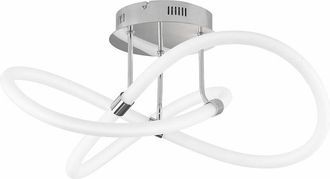 Wofi Leuchten Deckenlampe dimmbar über Wandschalter LED Deckenleuchte Wohnzimmerleuchte Designlampe, Metall chrom, Kunststoff weiß, 39W 4900lm warmweiß, LxBxH