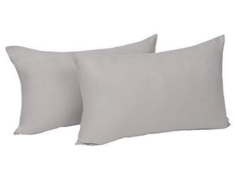 Woltu Taies dOreillers Seulement, en 100% Coton 2 pi&egrave;ces, utilis&eacute; pour Maison, Bureau, Salon, 30x50 cm Gris Clair, (Taies dOreillers Seulement, Aucun Rempli