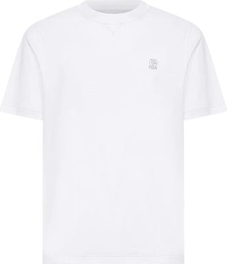 Brunello Cucinelli Homme, Tops, Blanc, Taille: M Logo Cotton T-shirt