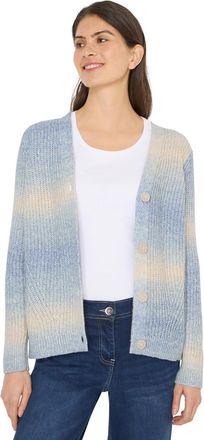 Cecil Space Dye V-Neck Cardigan Fountain Blue Melange M