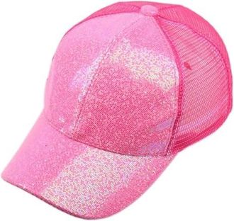 Generic Bonnets Tricot Hommes Paillettes Queue de Cheval Femmes Soleil en désordre Chapeau Snapback Casquettes Brillant Casquette de Bourse Papa Casquette Ros
