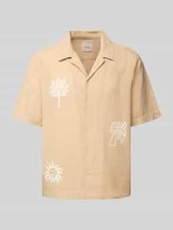 Only & Sons Regular Fit Leinenhemd mit Motiv-Stitching Modell CAIDENLY
