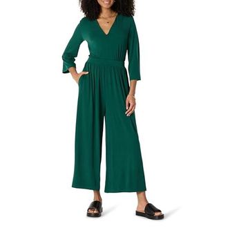 Amazon Essentials Combinaison en jersey mat coupe d&eacute;contract&eacute;e pour femme, vert fonc&eacute;, taille S
