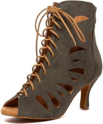 Minitoo Chaussures de danse standard pour femme - Bottes de danse latine - Pour l&eacute;t&eacute; - Soir&eacute;e - Sandales de f&ecirc;te, L610 vert fonc&eacute; talon 7 5 cm, 37 EU