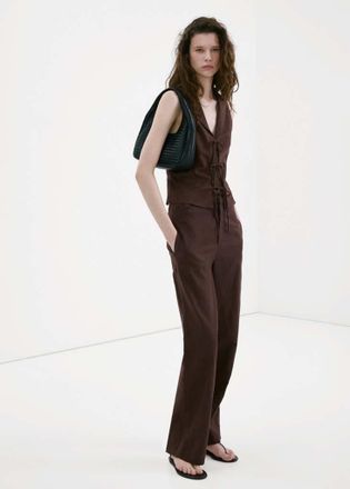 Mango Chemise bretelles nou&eacute;es chocolat - Femme - XS - MANGO