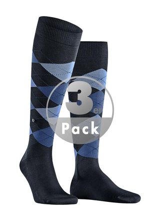 Burlington Herren Kniestr&uuml;mpfe blau Baumwolle gemustert