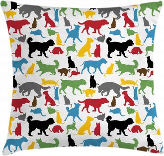 Abakuhaus Katzen Kissenbezug, Bunte Katzen und Hunde, Waschbar mit Reißverschluss Kissenhülle mit Farbfesten Klaren Farben Beidseitiger Druck, 40 x 40 cm, Mehrf