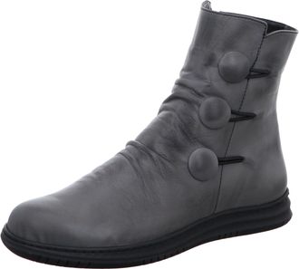 Gemini Damen Stiefelette aus Leder in Geraffter Optik mit Kn&ouml;pfen 337072-02, Gr&ouml;&szlig;e:38 EU, Farbe:Grau