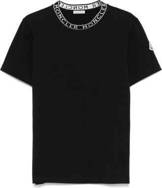 Moncler Homme, Tops, Noir, Taille: L T-shirt ras du cou avec &eacute;cusson logo