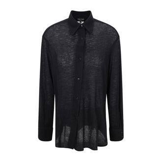 Tom Ford Femme, Blouses et Chemises, Noir, Taille: 32 FR Chemise en cachemire avec fermeture boutonn&eacute;e