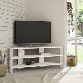 Decortie Decortie Thales Unit&eacute; TV moderne dangle Centre multim&eacute;dia blanc dangle 110cm