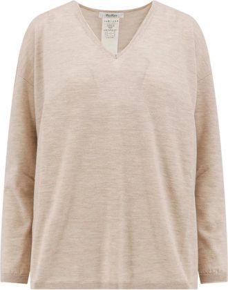 Max Mara Femme, Pulls, Beige, Taille: 38 FR Pull en cachemire &agrave; col en V