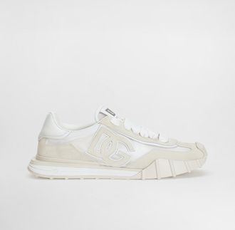Dolce & Gabbana Dg Athletic Sneakers In Fabric And Calfskin - Mann Sneakers Cream 42.5