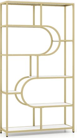 Giantex Geometrisches B&uuml;cherregal mit 8 Ebenen, Aufbewahrungsregal mit offenen F&auml;chern, Metallrahmen & Umkipp-Schutz-Sets, 95 x 30 x 175 cm, Standregal f&uuml;r Wo