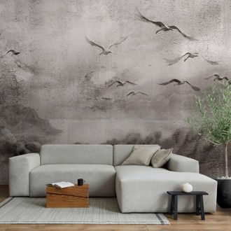 OEM Sfondo Fotografico - Volo Del Cigno - Paesaggio Astratto Di Uccelli Su Un Lago Con Texture