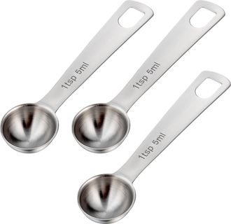 Vin beauty 3 St&uuml;ck Messl&ouml;ffel Edelstahl Teel&ouml;ffel 5ml Metall Kaffeel&ouml;ffel Portionierer mit Skala, Gew&uuml;rzl&ouml;ffel Essl&ouml;ffel Dosierl&ouml;ffel f&uuml;r Klein Trockenrationen F