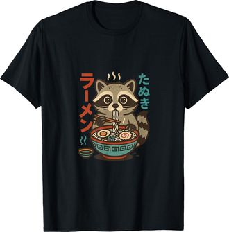 Hello Kitty Waschb&auml;r Ramen Kawaii Illustration Japanische Kunst Anime T-Shirt