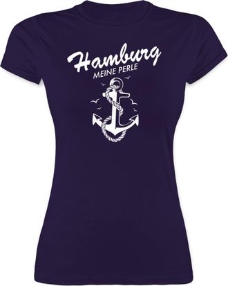 Shirtracer Shirt Damen - Stadt und City Outfit - Hamburg - Meine Perle - XXL - Lila - Shirts st&auml;dte Hamburger t-Shirt t Hamburg... Tshirt Souvenir tailliert Tshi