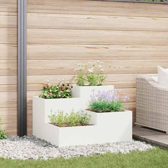 vidaXL Cache-pot de jardin Blanc 80 x 80 x 60 cm Acier Vidaxl