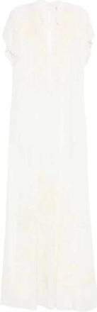 Forte_Forte Femme, Robes, Blanc, Taille: 36 FR Abito lungo in cr&ecirc;pe de chine