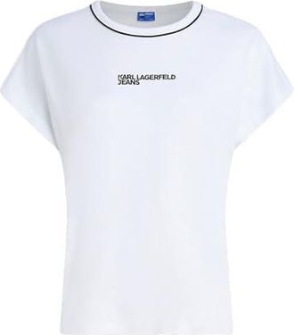 Karl Lagerfeld Femme T-Shirt &Agrave; Logo Drap&eacute; Coupe R&eacute;guli&egrave;re, Blanc, M