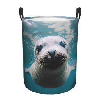 Generic Seel&ouml;wen Schwimmen W&auml;schekorb Rund W&auml;schesammler Mit Henkel W&auml;scheeimer F&uuml;r Lagerung Kuscheltier Decken