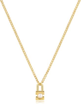 Ania Haie Damen Halskette MODERN MUSE aus 925 Sterling Silber 14k vergoldet, besetzt mit einer Muschelperle, Größe: 45 cm + 5 cm Verlängerung, inkl. Geschenkver