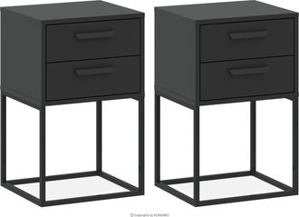 Konsimo Nachttisch Rectus Nachtschrank, Modern, hergestellt in der EU, Beistelltisch (2-St), mit 2 Schubladen (anthrazit/schwarz)