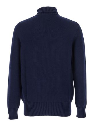 Givenchy Mens Blue Wool Turtleneck Sweater With Logo Tops Top