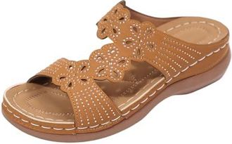 Generic Sandales compens&eacute;es confortables pour femme - Sandales d&eacute;t&eacute; &agrave; bout ouvert - Couleur unie - &Eacute;l&eacute;gantes - L&eacute;g&egrave;res et respirantes - Sandales orthop&eacute;diques