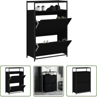 vidaXL The Living Store - Schuhschrank Schwarz 75x34x112 cm Holzwerkstoff - Schuhschrank - Schrank F&uuml;r Schuhe - Schuhregal - Garderobe - Einbauschrank