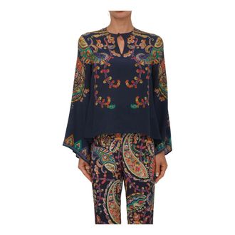 Etro Seidenbluse mit platziertem Paisley-Blumenmuster - - Blouses & Shirts - Damen - Mehrfarbig - L