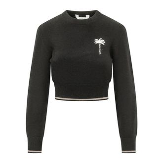 Palm Angels Cropped Strickpullover - - Knitwear - Damen - Schwarzk - M