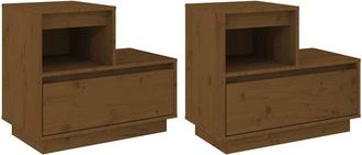 vidaXL Nachttische 2 Stk. Honigbraun 60x34x51 cm Massivholz Kiefer - Vidaxl