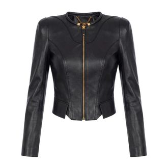 Elisabetta Franchi Lederjacke - - Jackets - Damen - Schwarzk - XS