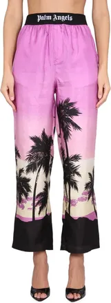 Palm Angels Sunset Print Viscose Trousers - Purple