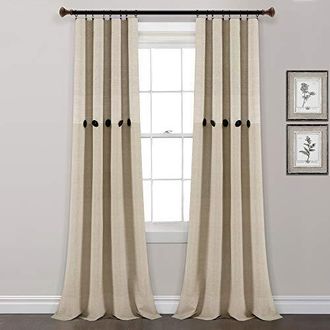 Lush Décor Fenstergardinen-Set, gewebte Baumwolle, gestreift, 213,4 x 101,6 cm, Beige