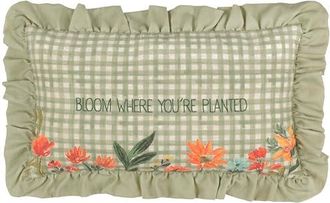 furn. Meadow Haze Besticktes, mit Rüschen und Federn gefülltes Kissen - Grün - 30 x 50 cm