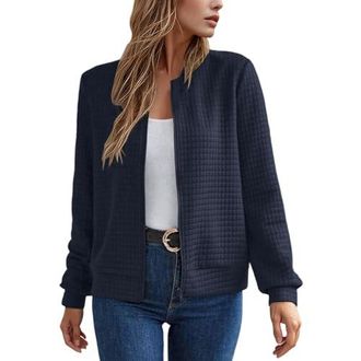 Generic Blouson Chaud Femme Veste d&eacute;contract&eacute;e femme l&eacute;g&egrave;re &agrave; manches longues avec fermeture &eacute;clair et col montant - Cardigan unisexe confortable pour sorties