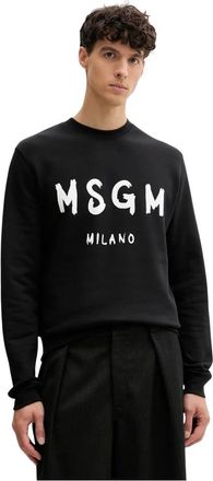 Msgm Msgm - SweaT-shirt &agrave; col rond avec logo imprim&eacute; - Homme - Sweatshirts et sweats &agrave; capuche - Noir - Taille: L