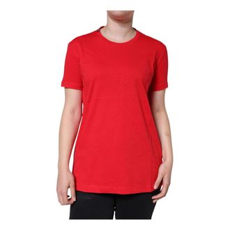 Dolce & Gabbana Rotes Baumwoll-Logo-T-Shirt f&uuml;r Frauen - - Tops - Damen - Rot - 2XL