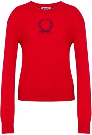 Moschino Femme, Pulls, Rouge, Taille: 44 FR Pull en m&eacute;lange de laine Laurel Crown